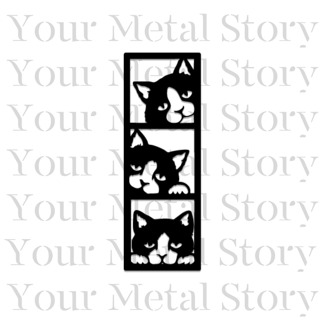 3 Cat Column Wall Art Metal Artwork – yourmetalstory